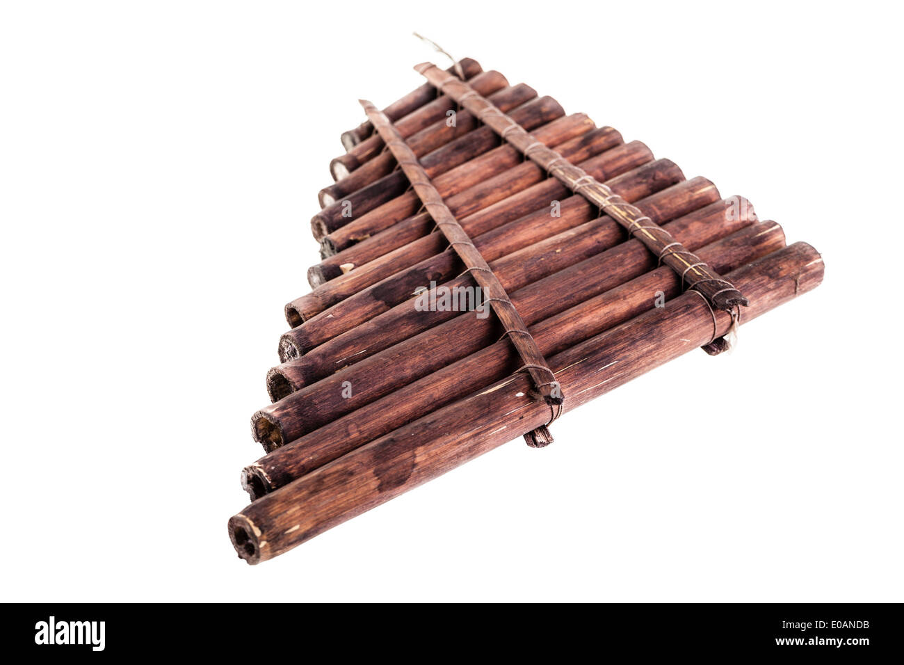 a wooden pan flute isolated over a white background Stock Photo - Alamy