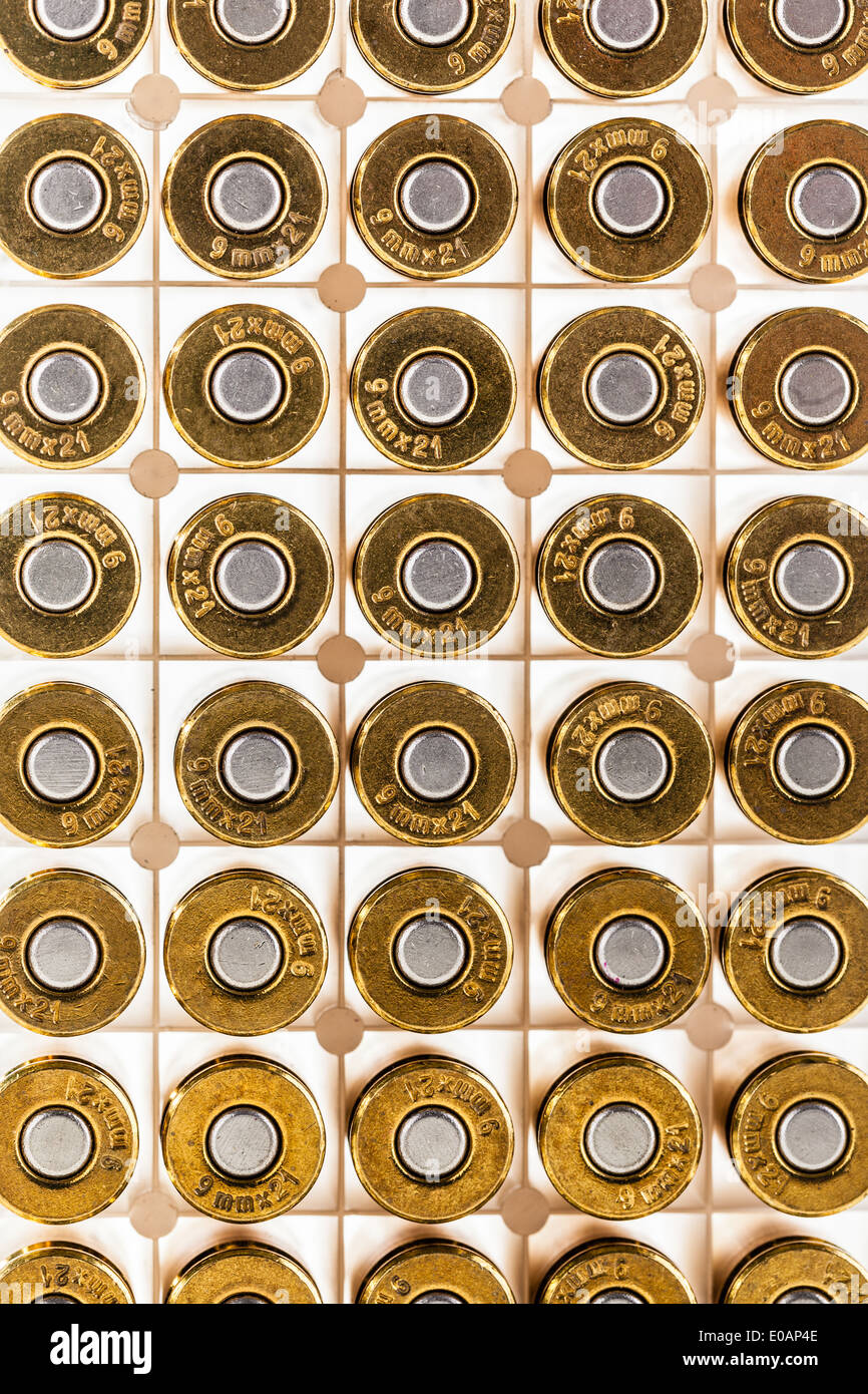 a plastic box full of bullets isolated over a white background Stock ...