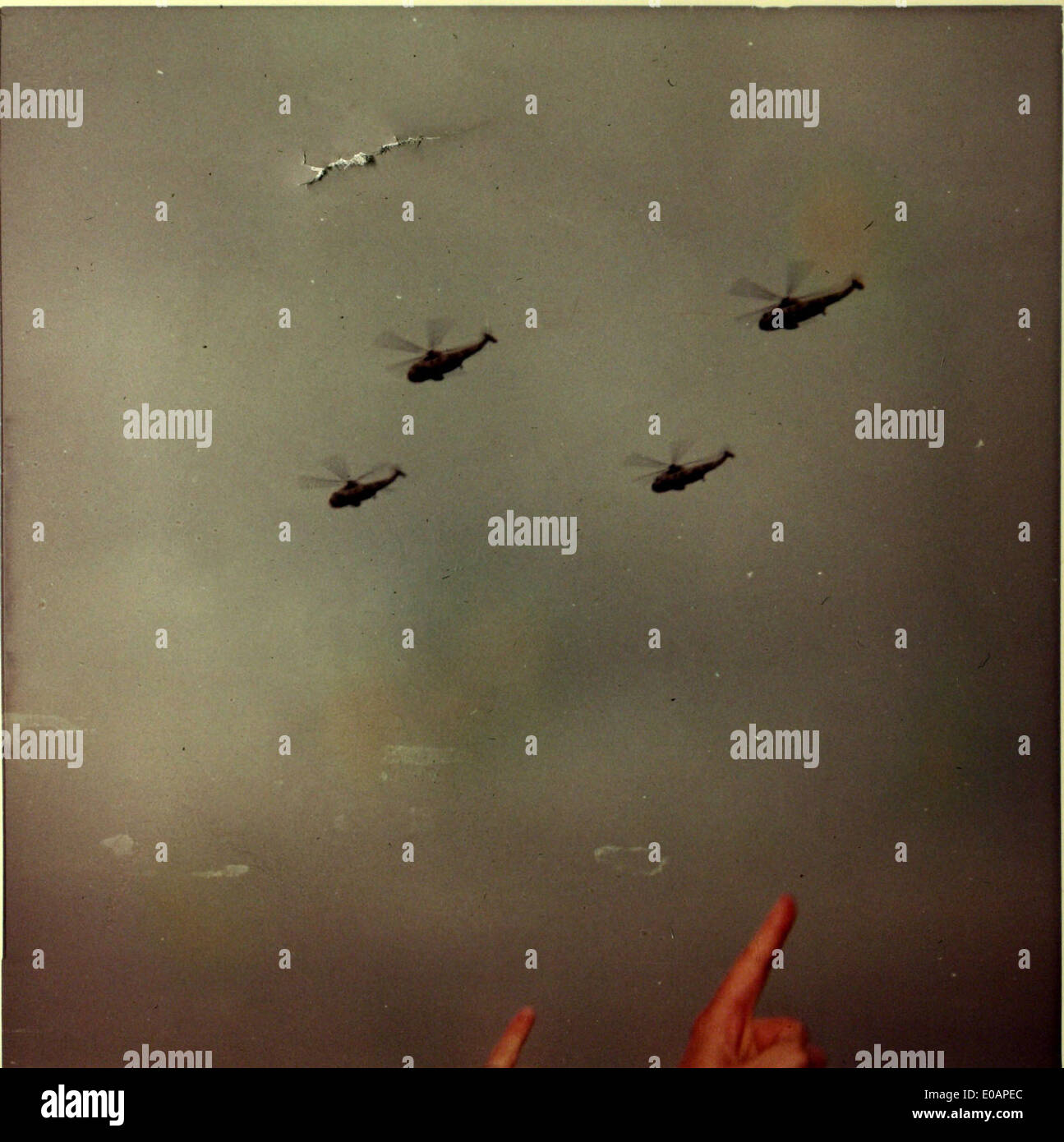 This photograph shows HS-2s helicopters approaching land, part of the U ...