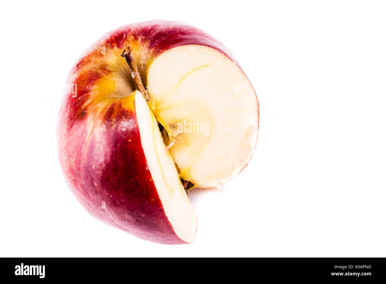 a delicious ripe red apple without a quarter isolated over white Stock ...