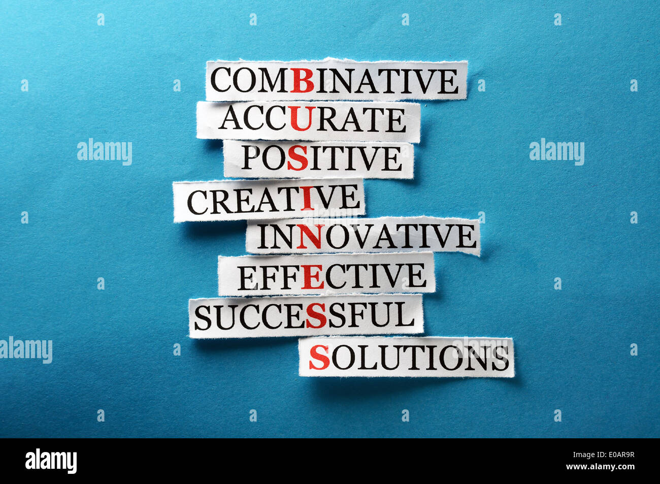business acronym in business concept, words on cut paper hard light ...