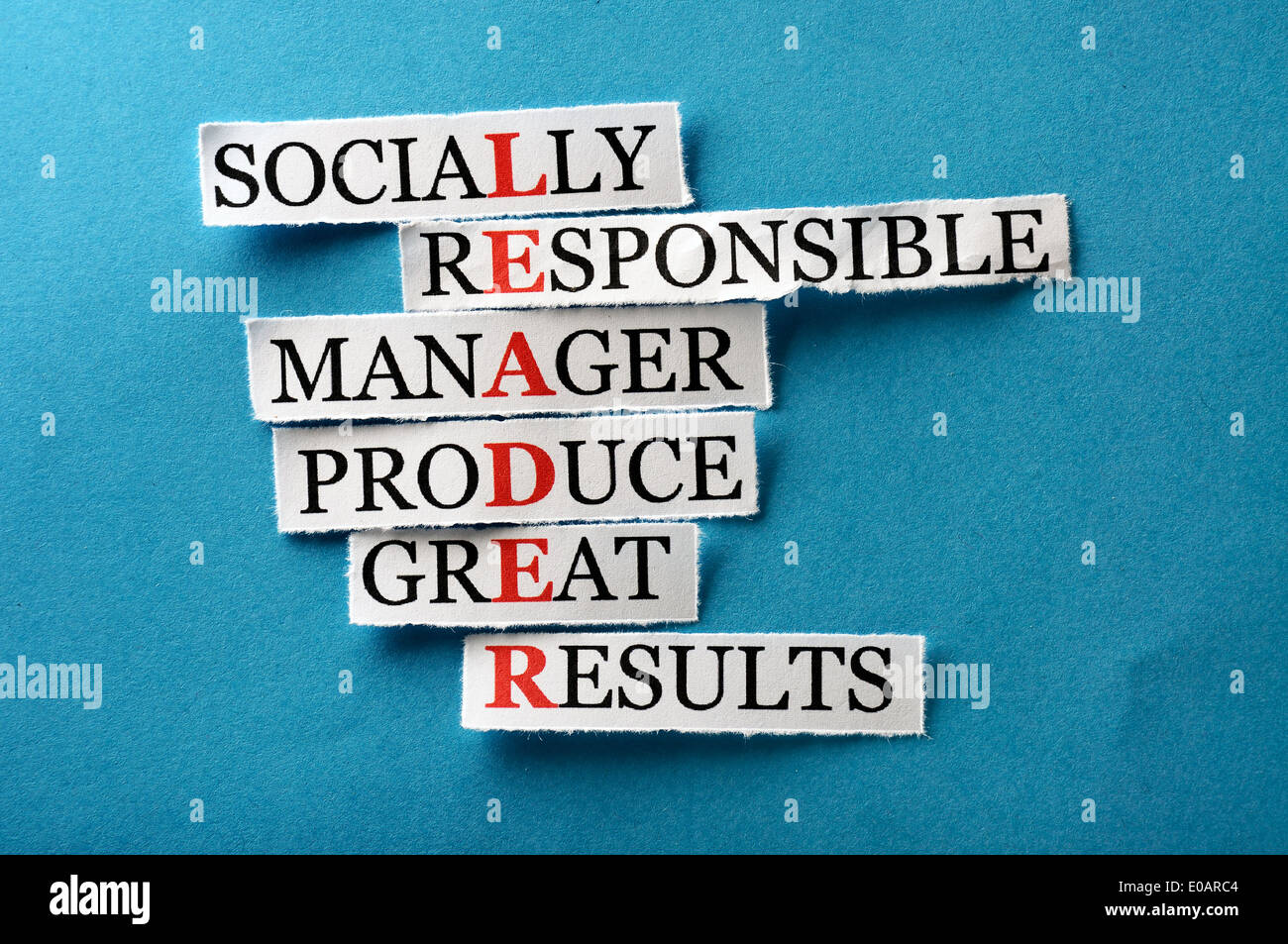 leader acronym in business concept, words on cut paper hard light Stock ...