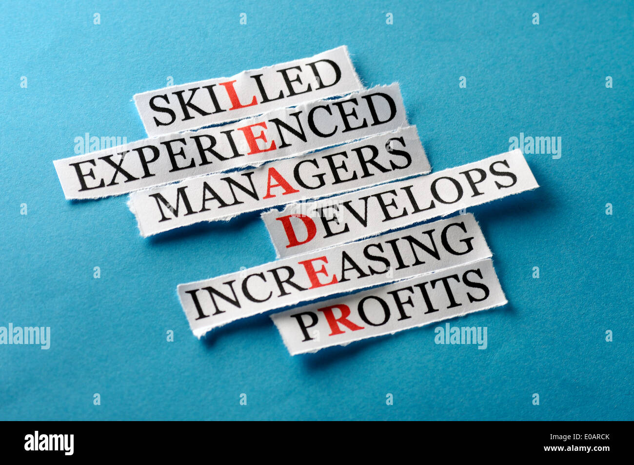 leader acronym in business concept, words on cut paper hard light Stock ...