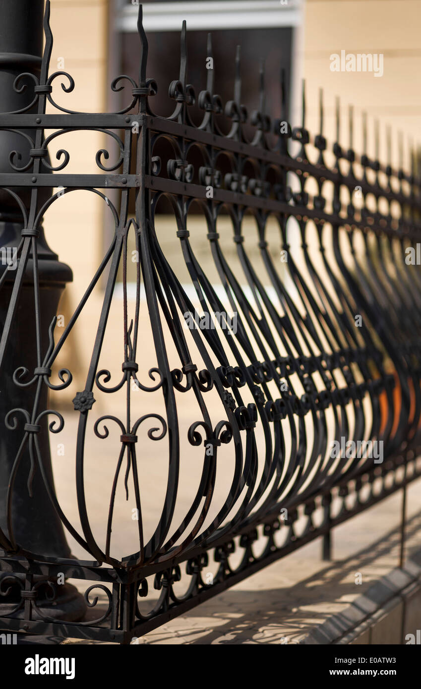 detail of wrought iron railing with beautiful ornaments Stock Photo - Alamy