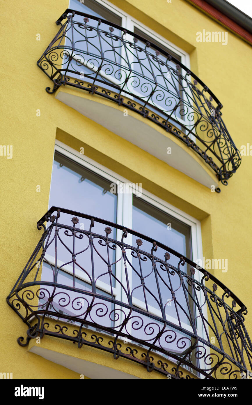 detail of building and decorative metal railing window Stock Photo - Alamy