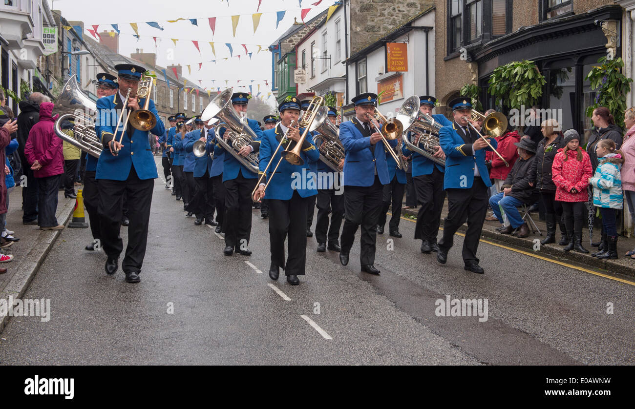 Helston Flora Day morning dance which commences at 7am Stock Photo - Alamy