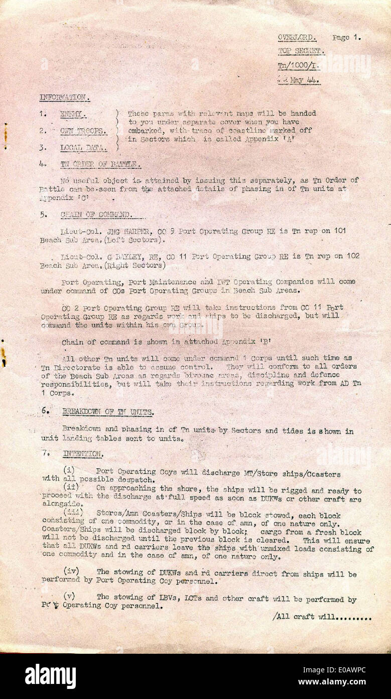 This document, a key military instruction from the 1st Corps during D ...