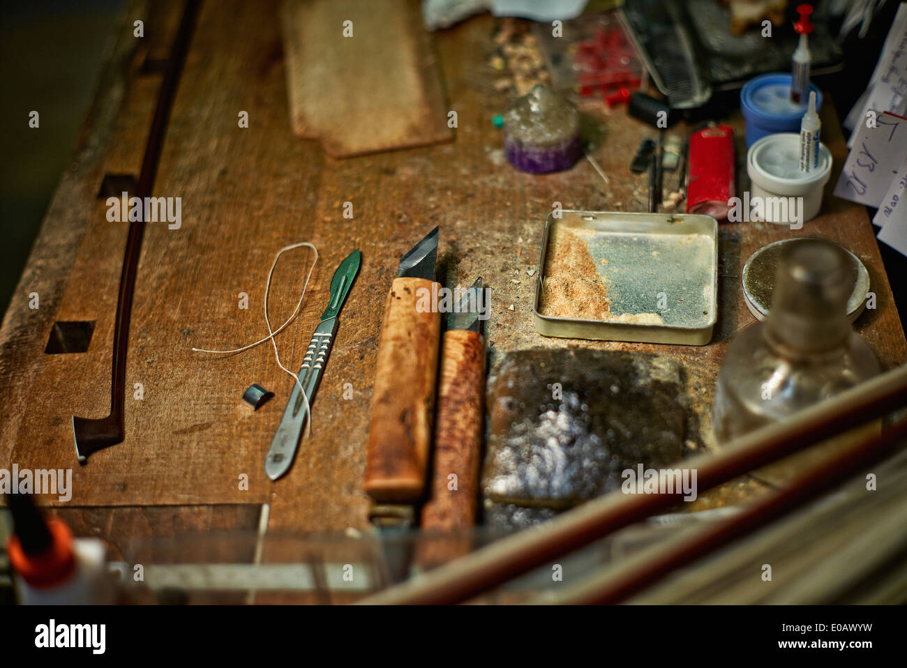 Tools in a violin maker's workshop Stock Photo - Alamy