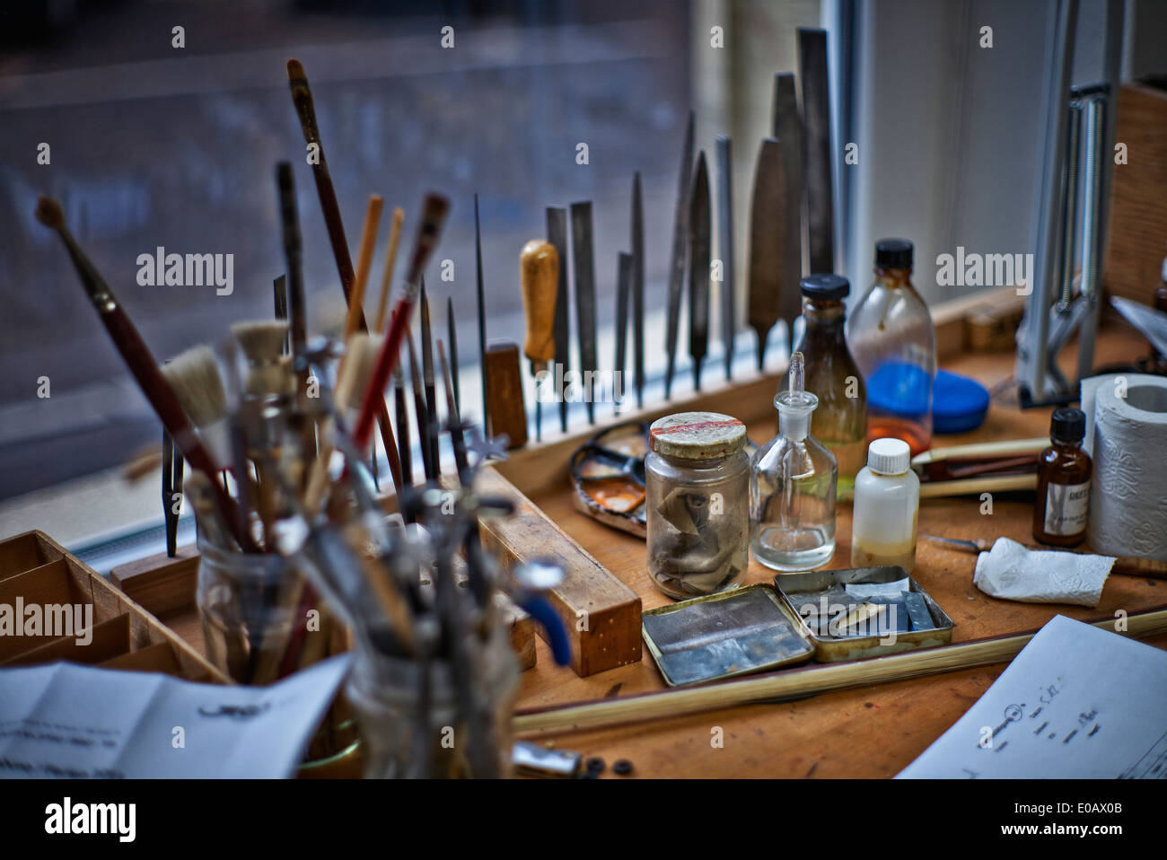 Tools in a violin maker's workshop Stock Photo - Alamy