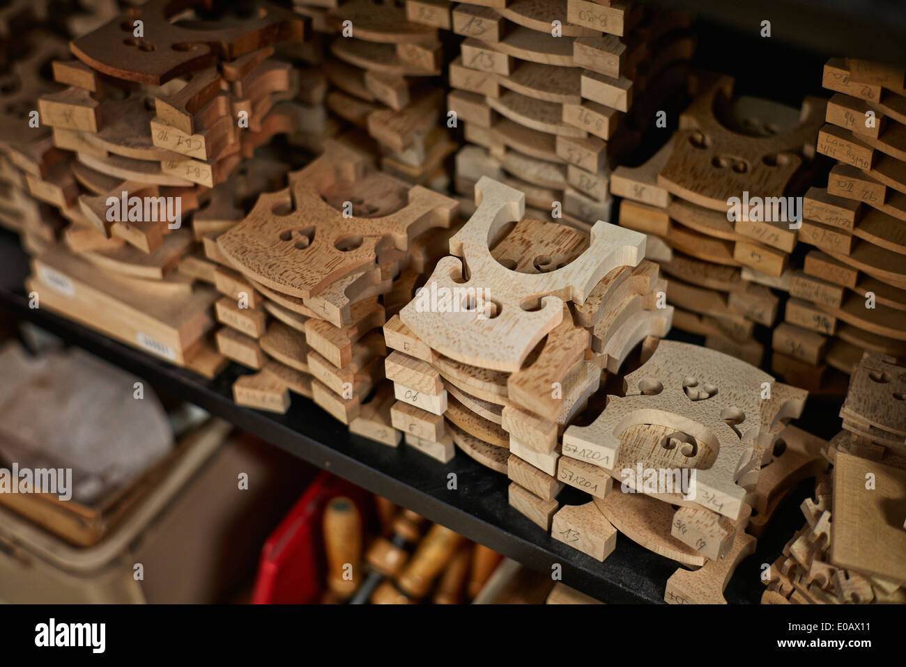 Accessories in a violin maker's workshop Stock Photo - Alamy