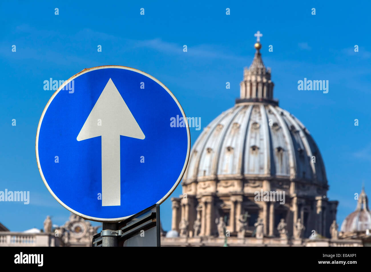 Italy, Rome, Road sign in front of St. Peter's Basilica Stock Photo - Alamy