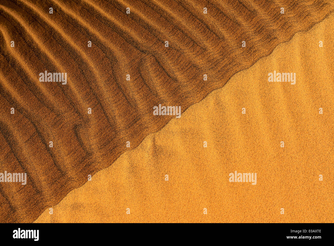 Algeria, Tassili n Ajjer, Sahara, bicoloured sand ripples on a desert ...