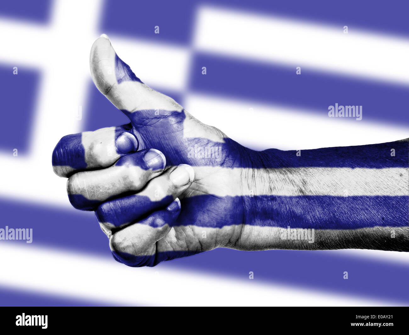 Greek flag on thumbs up hand isolated on a flag background Stock Photo ...