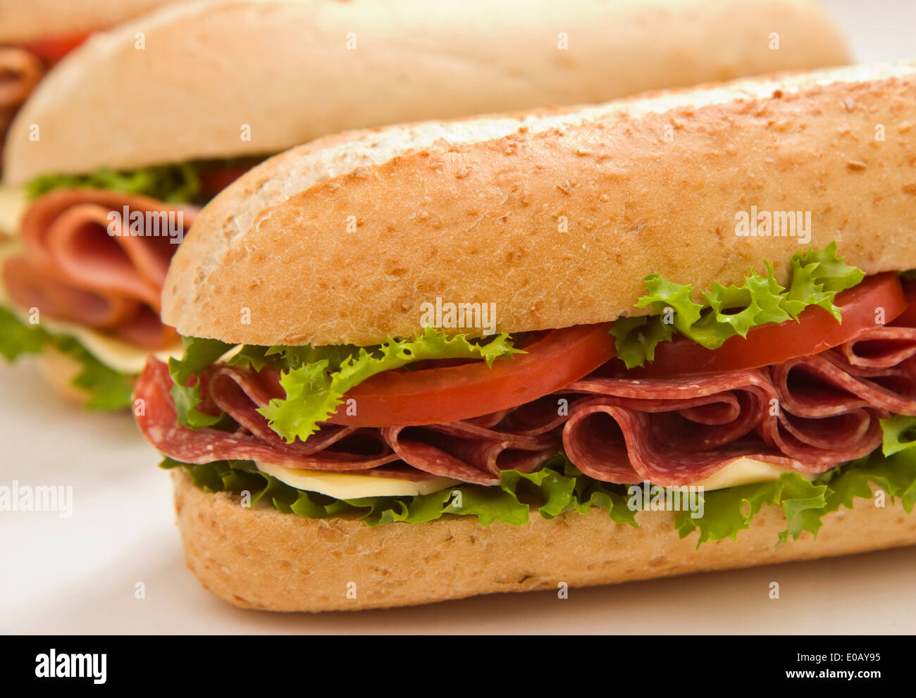 Whole wheat deli sandwich close up Stock Photo - Alamy