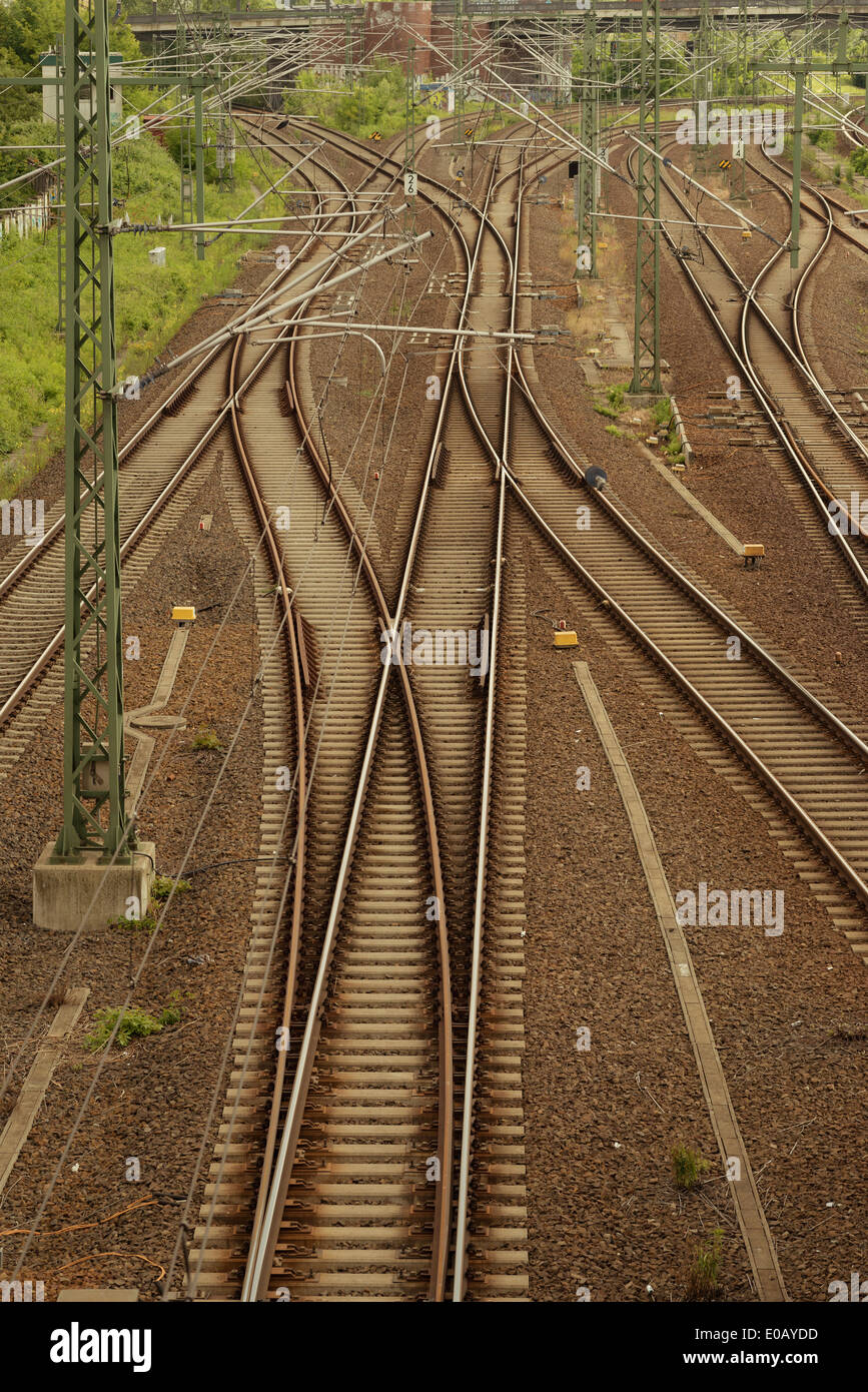 Germany, Berlin, Prenzlauer Berg, train and metro rails Stock Photo - Alamy