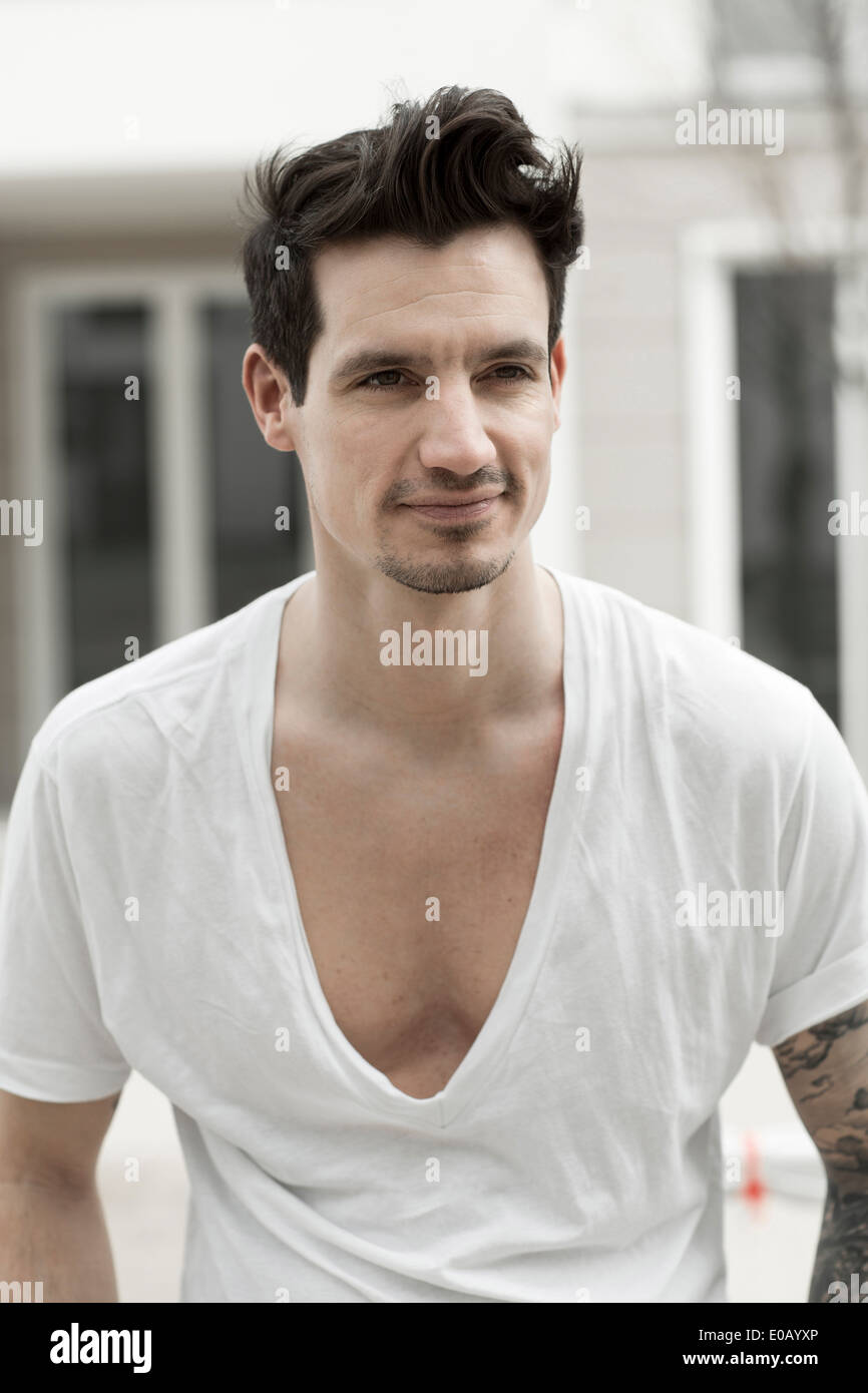 Portrait of tired man Stock Photo - Alamy