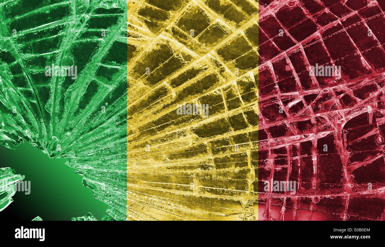 Isolated broken glass or ice with a flag Mali Stock Photo - Alamy