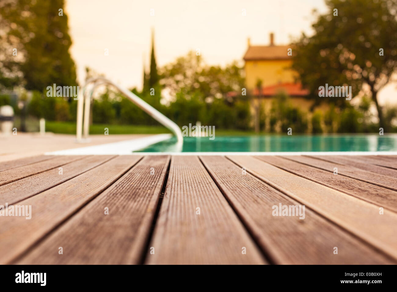 the planking of a swimming pool with shallow depth of field Stock Photo ...