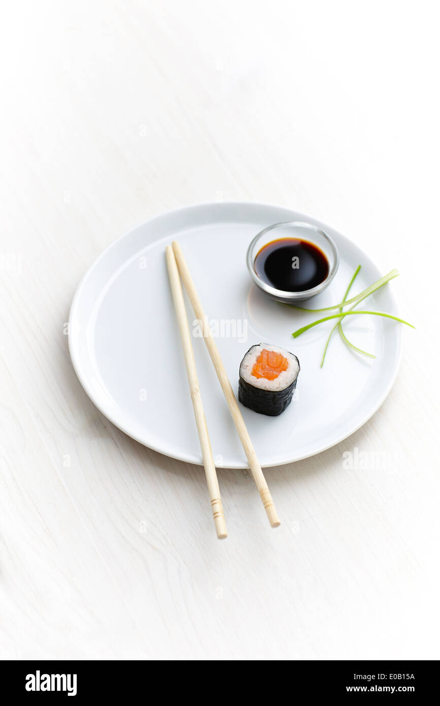 Overhead view fish sushi Cut Out Stock Images & Pictures - Alamy