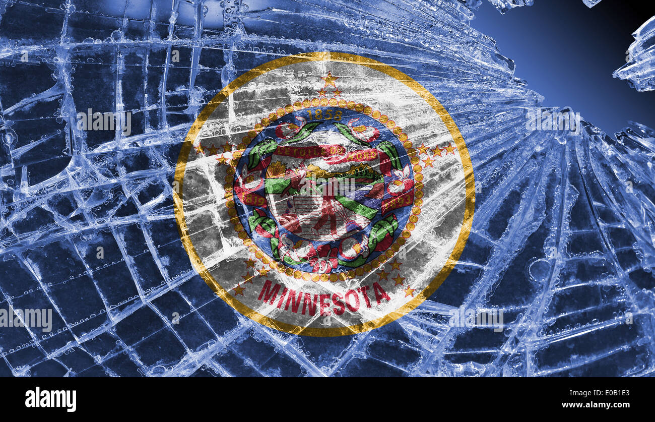 Isolated broken glass or ice with a flag Minnesota Stock Photo - Alamy