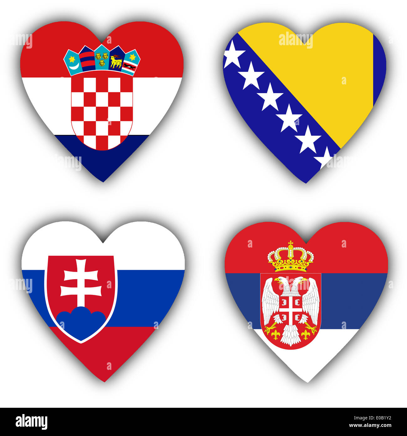 Flags in the shape of a heart 4 different countries Stock Photo - Alamy