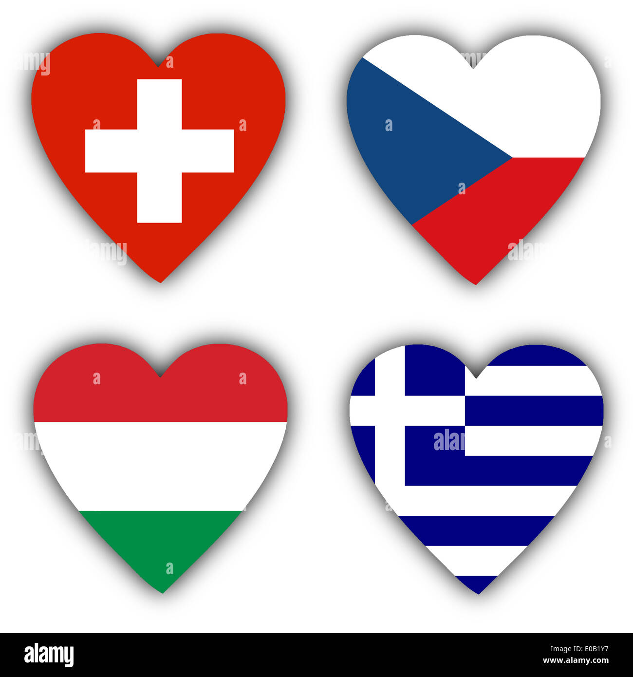 Flags in the shape of a heart 4 different countries Stock Photo - Alamy