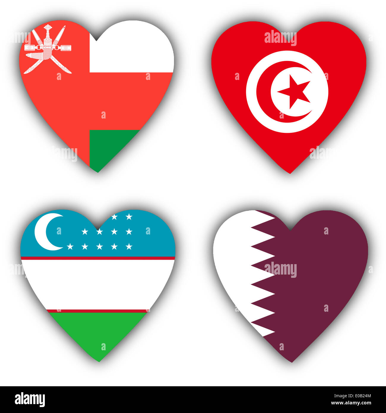 Flags in the shape of a heart 4 different countries Stock Photo - Alamy