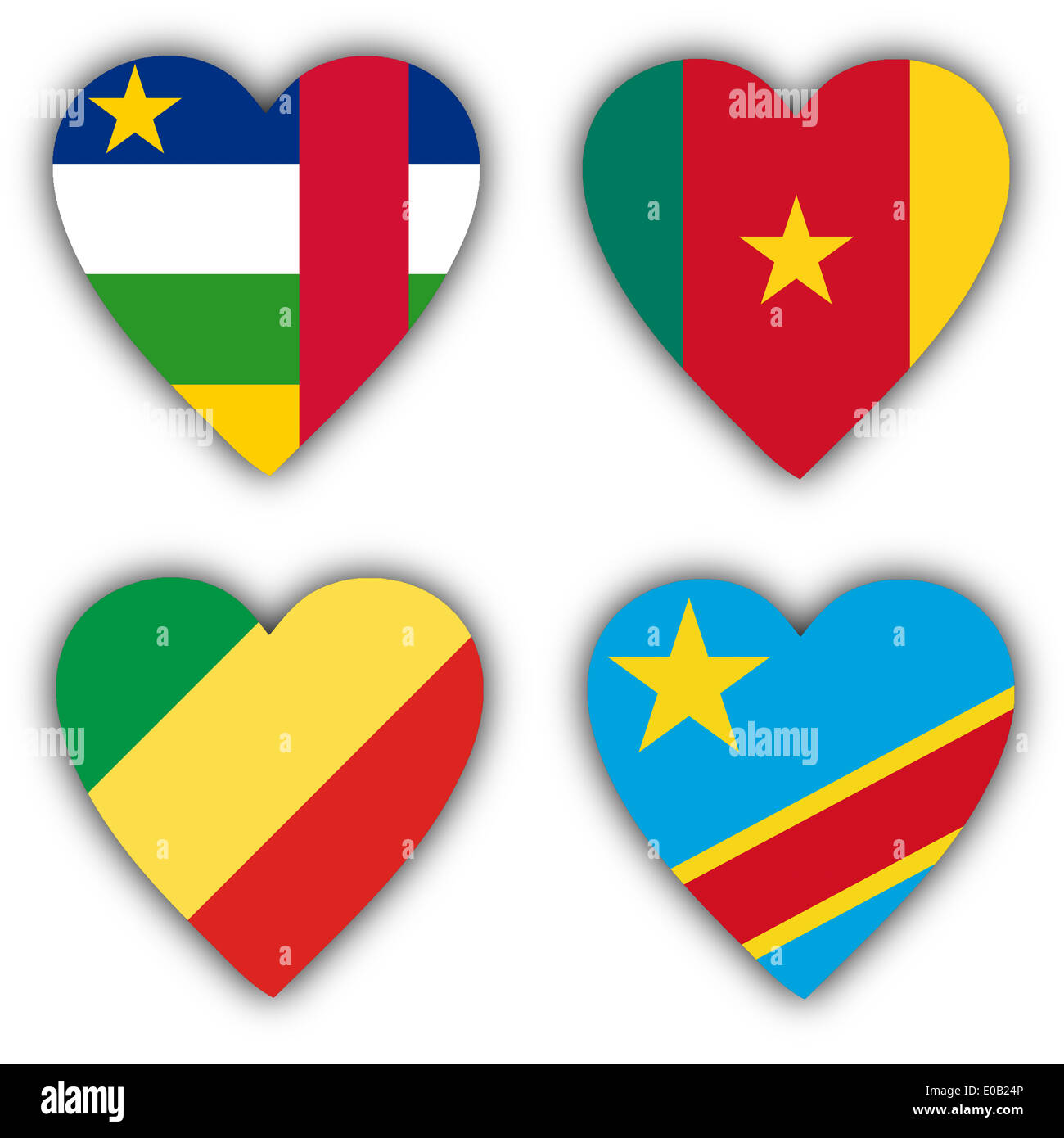 Flags in the shape of a heart 4 different countries Stock Photo - Alamy