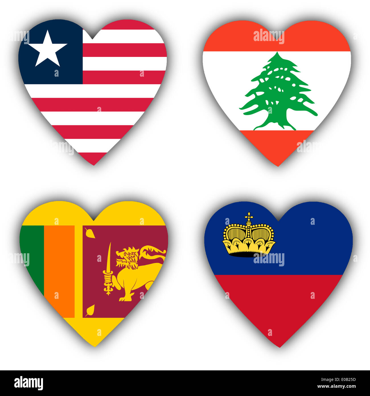 Flags in the shape of a heart 4 different countries Stock Photo - Alamy