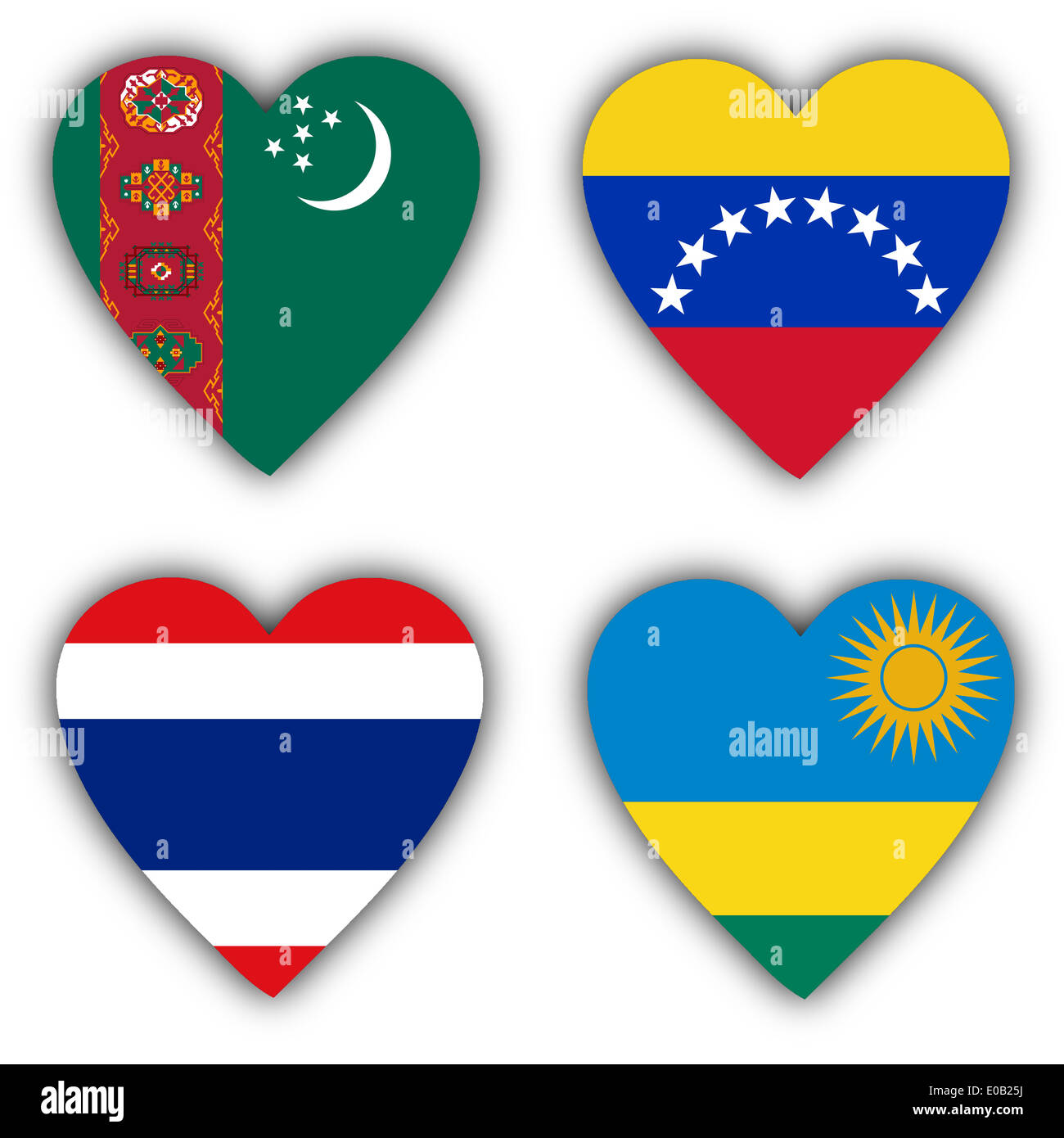 Flags in the shape of a heart 4 different countries Stock Photo - Alamy