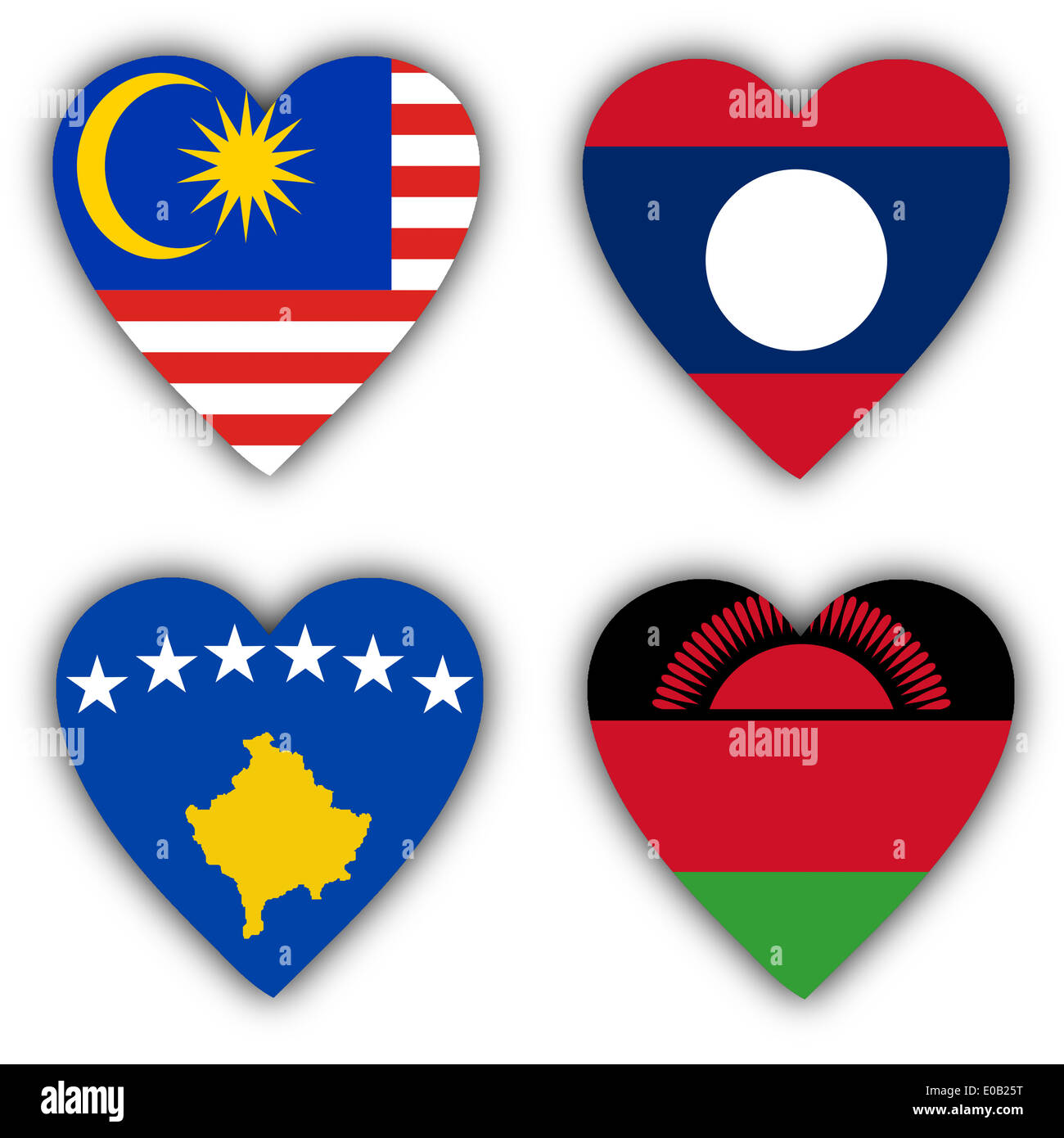 Flags in the shape of a heart 4 different countries Stock Photo - Alamy