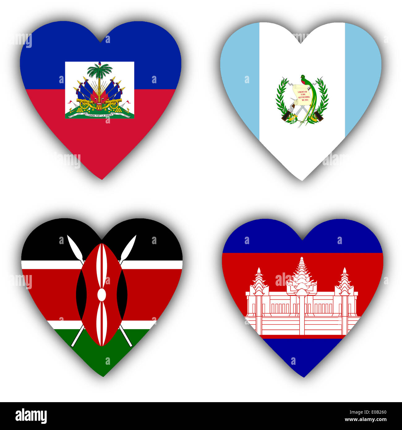 Flags in the shape of a heart 4 different countries Stock Photo - Alamy