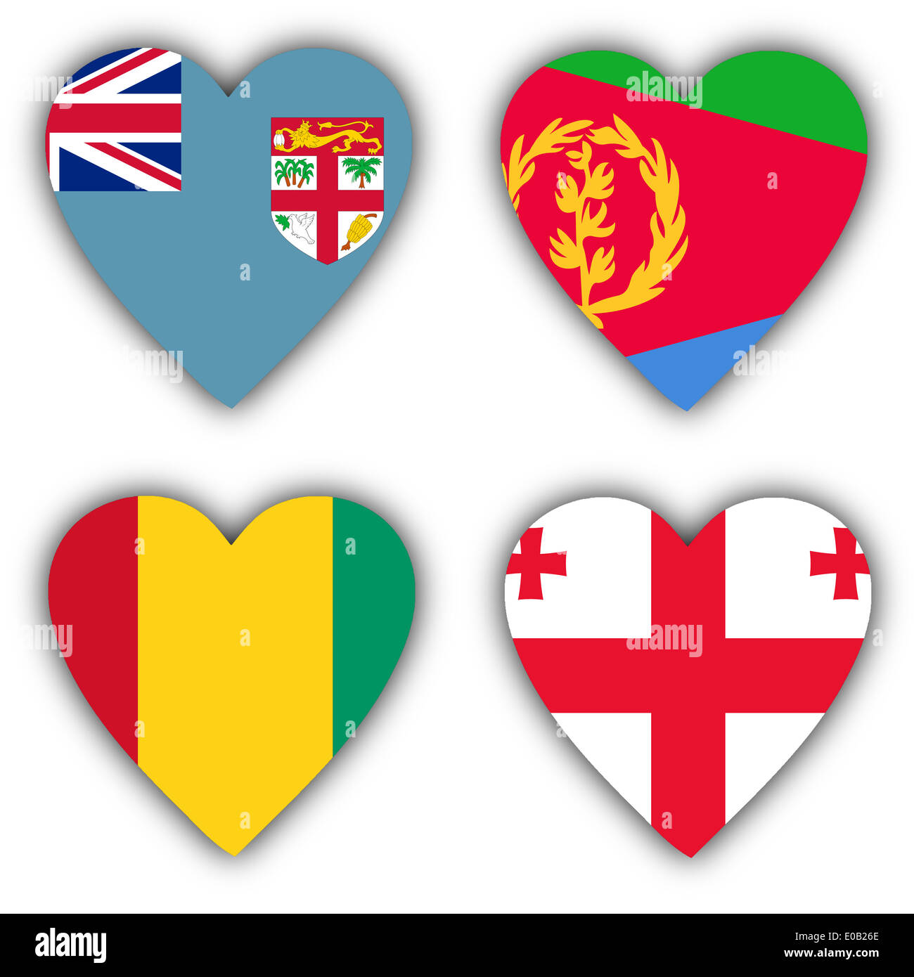 Flags in the shape of a heart 4 different countries Stock Photo - Alamy
