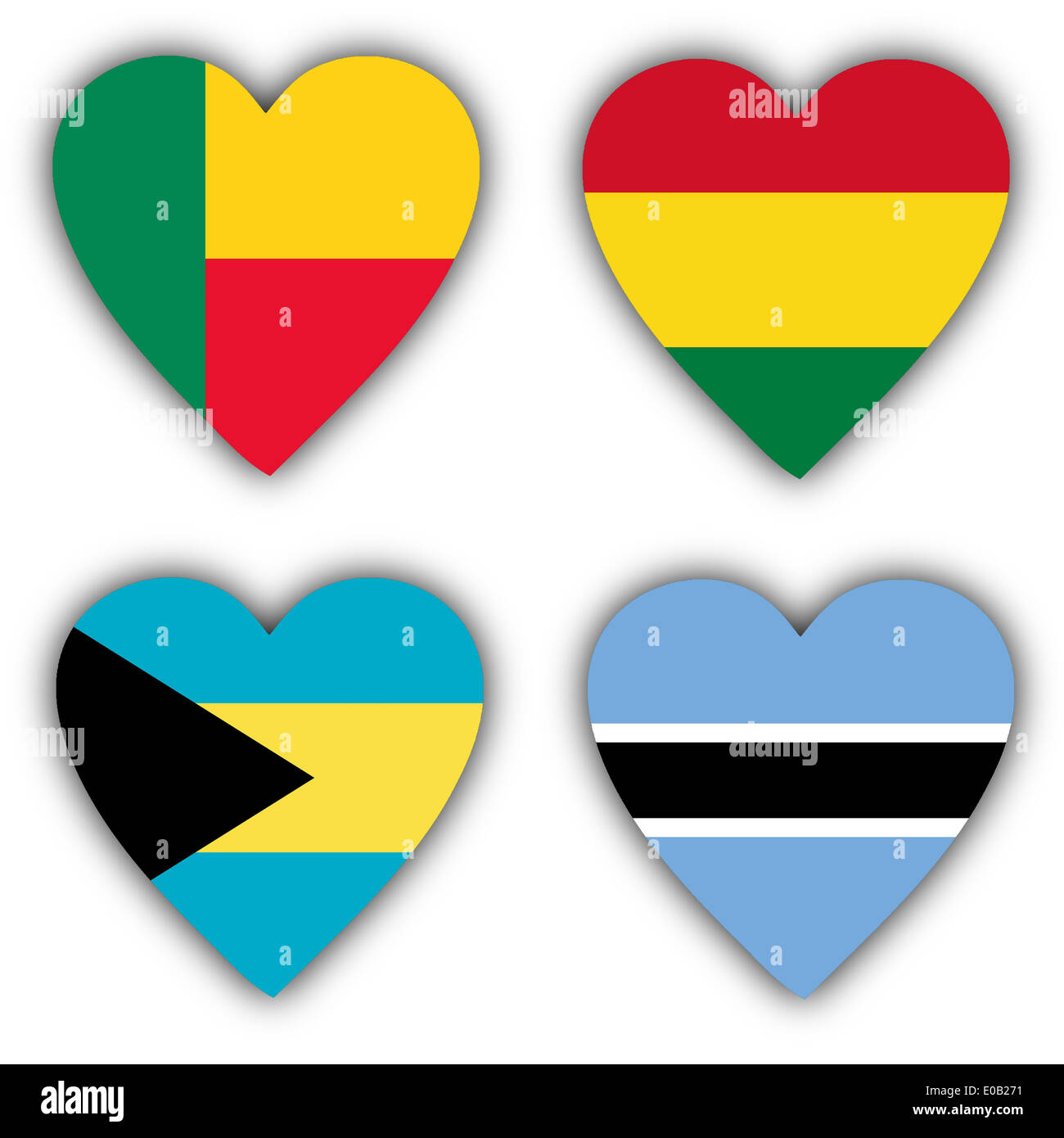 Flags in the shape of a heart 4 different countries Stock Photo - Alamy