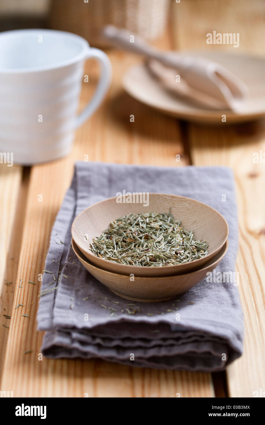 Horsetail, Equisetum arvense, Herbal tea in a bowl Stock Photo - Alamy