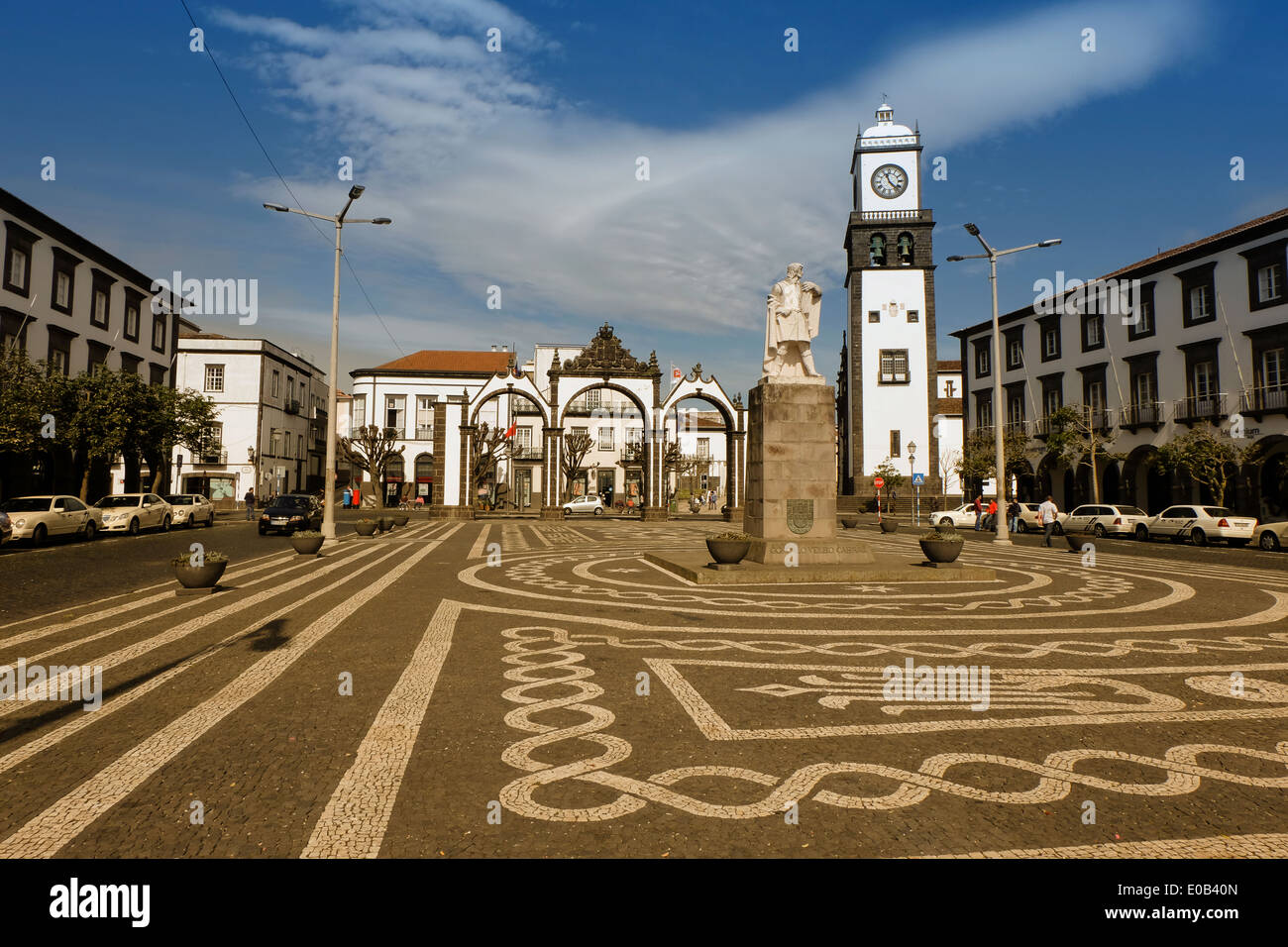 Portugal, Azores, Sao Miguel, Town Gate and Church of Ponta Delgada ...