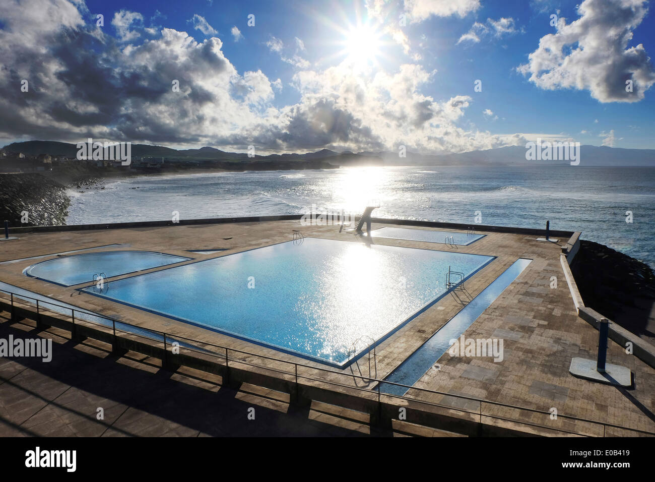 Portugal, Azores, Sao Miguel, Swimming pool at Atlantic ocean Stock ...