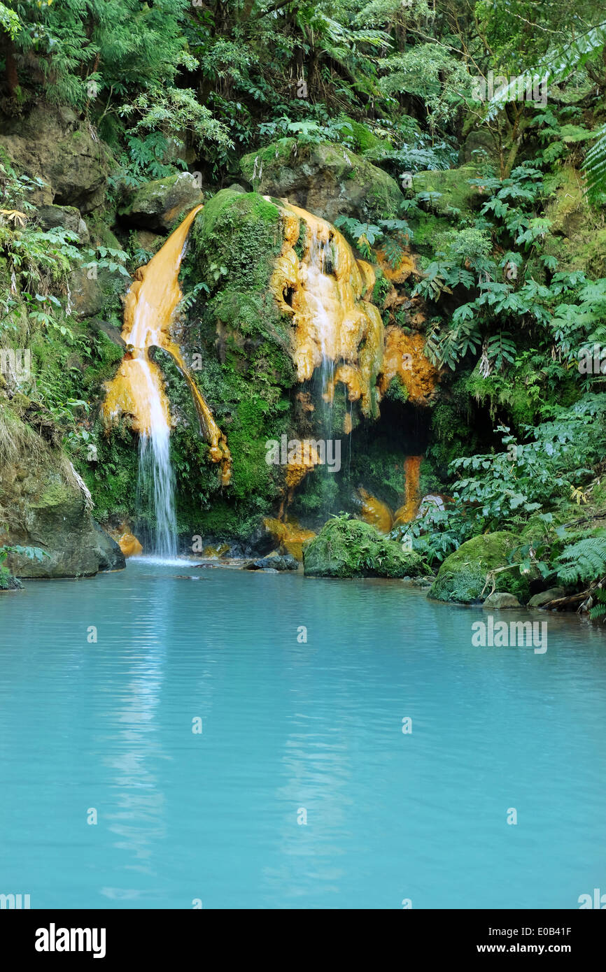 Portugal, Azores, Sao Miguel, Caldeira Velha, Waterfall, Hot Spring ...