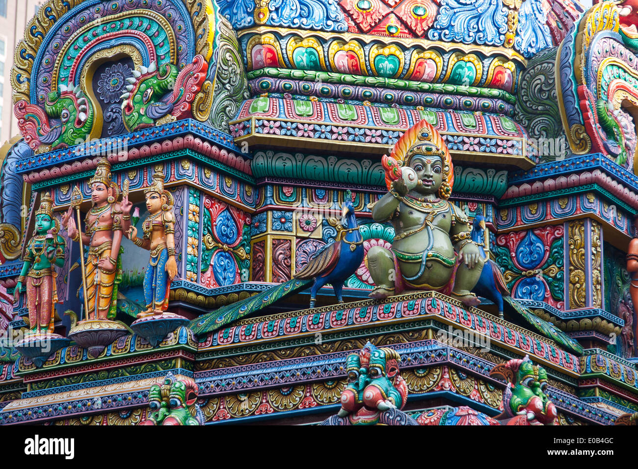 Colourful and decorative Hindu Temple on SIlum Road in Bangkok ...