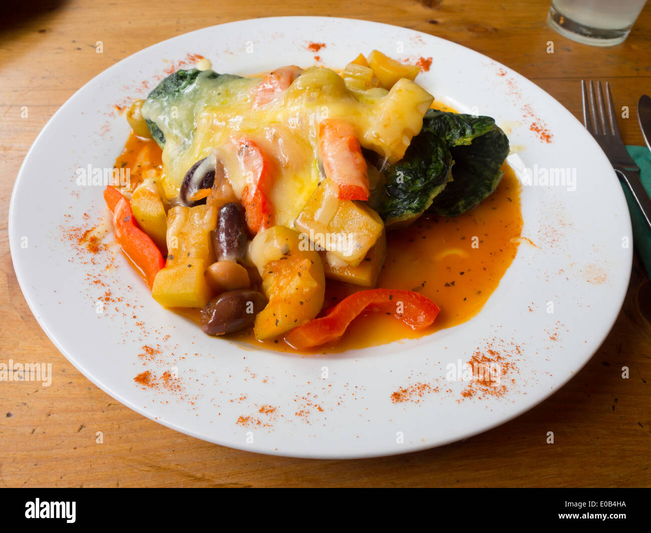 English lunch time vegetarian meal, a Spinach omelette served with a ...