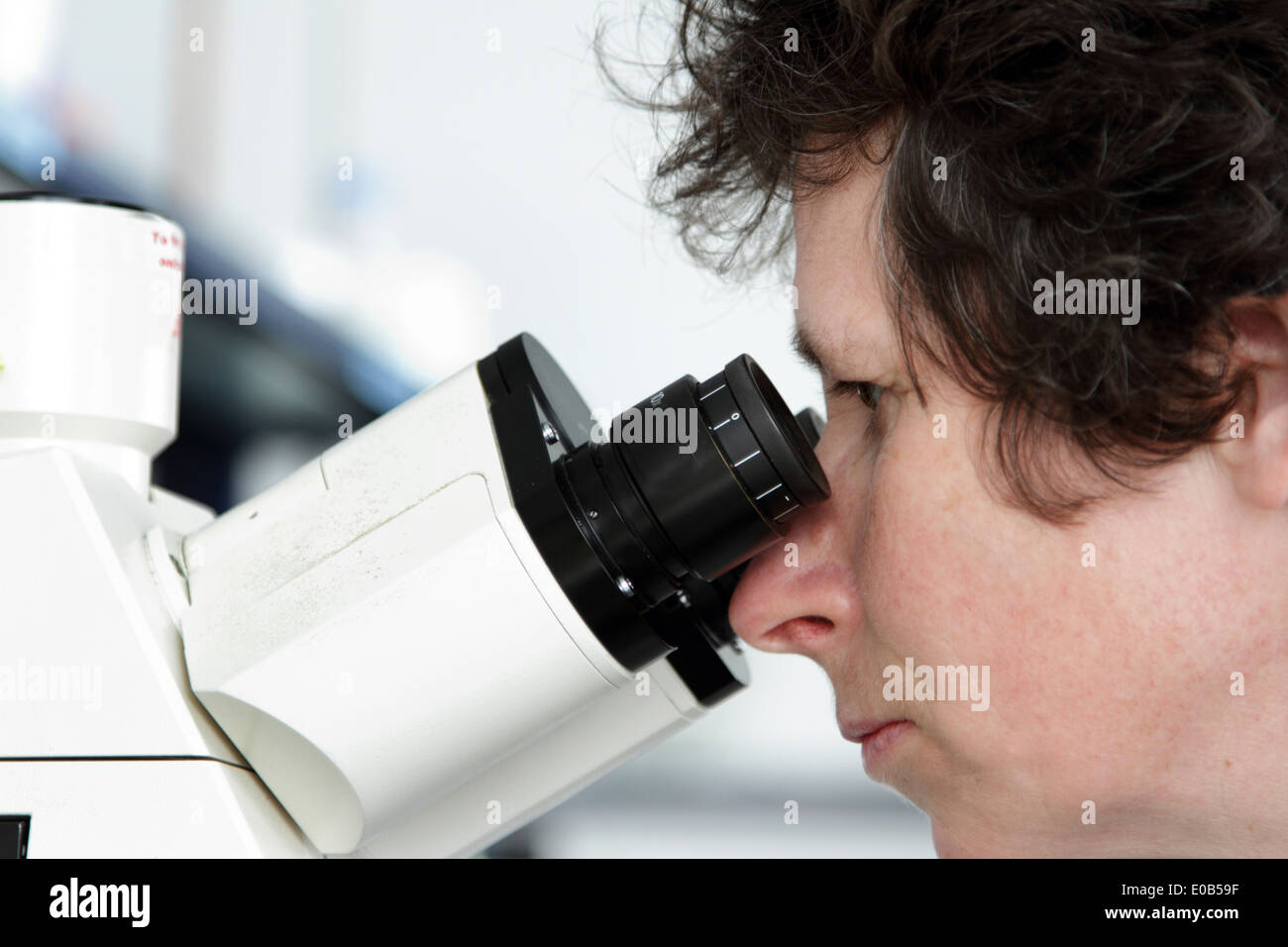 Scientist looking through microscope Stock Photo - Alamy
