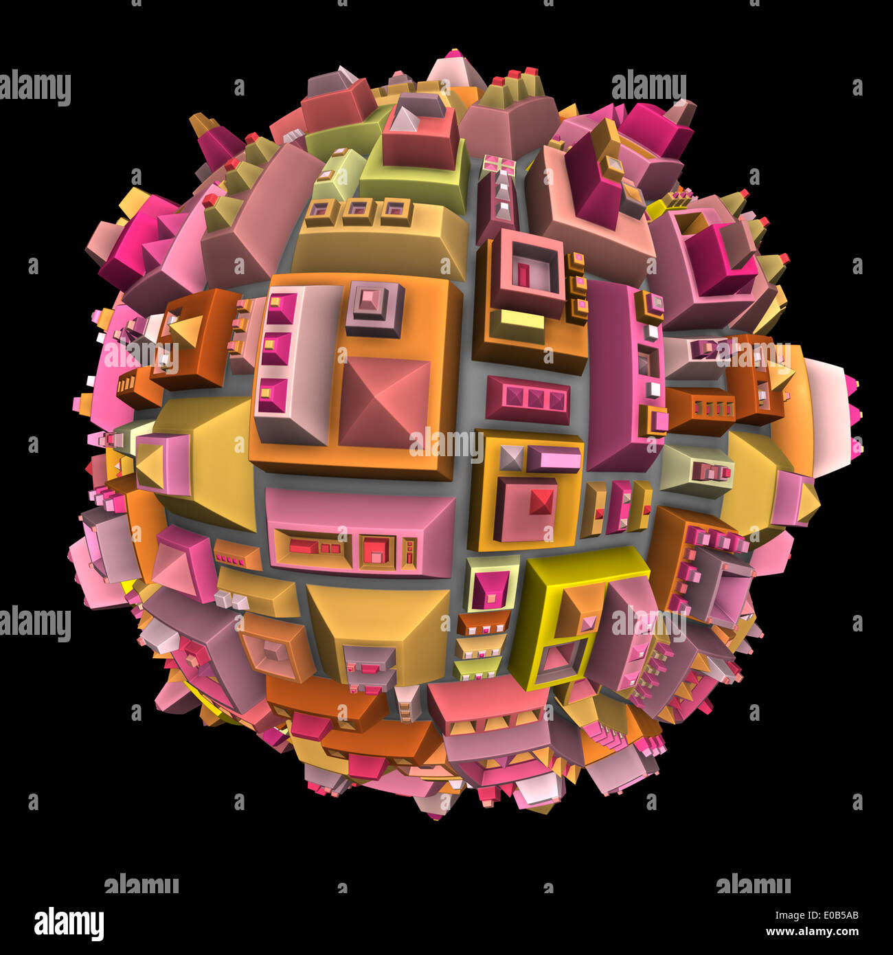 3d futuristic city ball in multiple color on black Stock Photo - Alamy