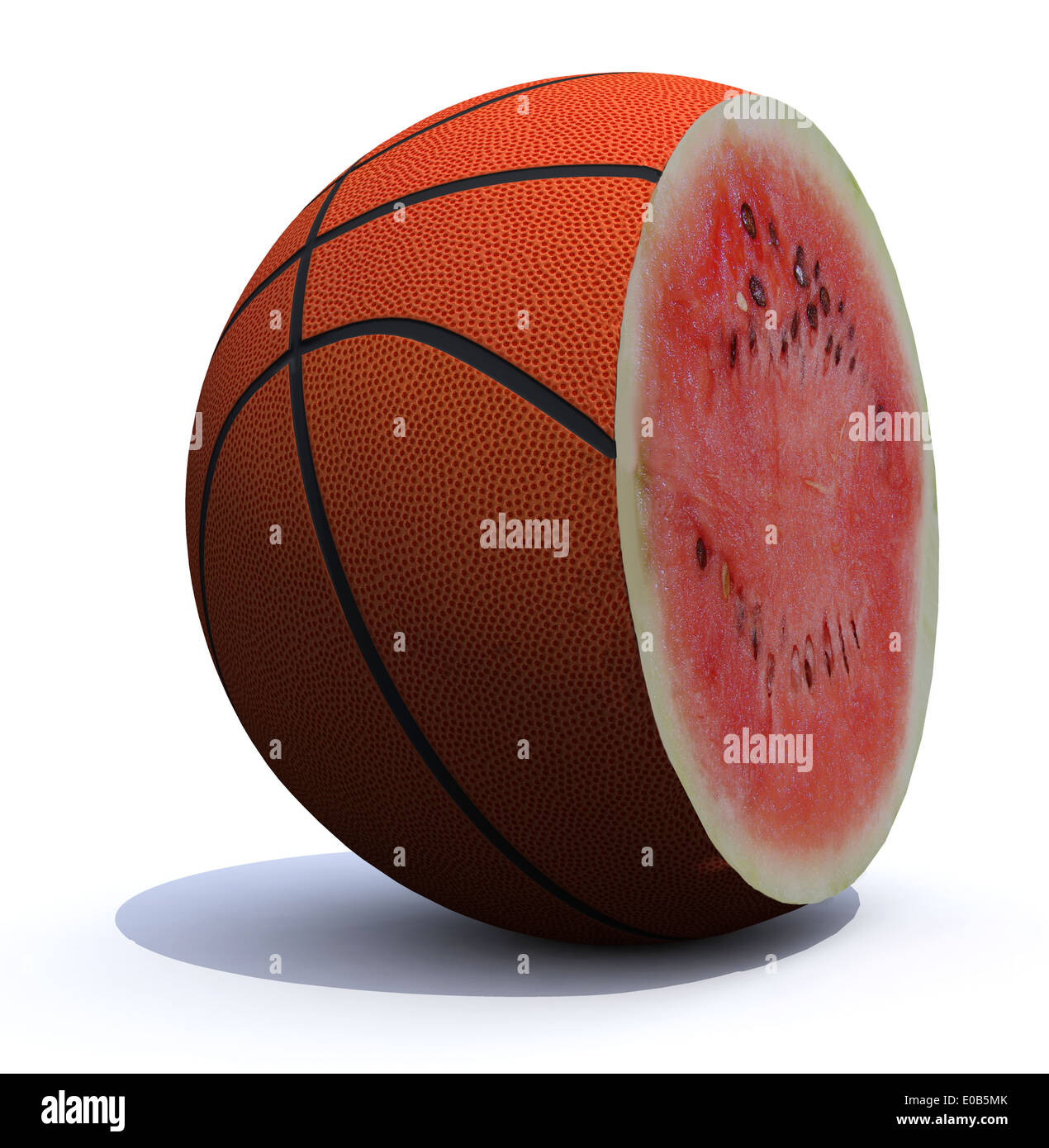 a basket ball cut inside a watermelon, 3d illustration Stock Photo - Alamy