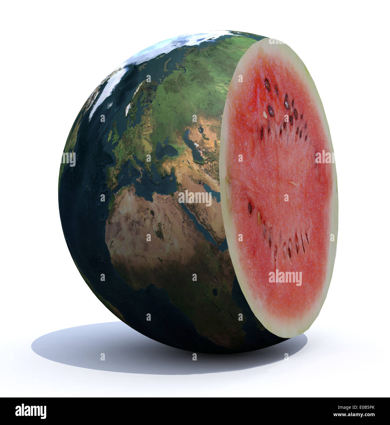 planet earth cut inside a watermelon, 3d illustration Stock Photo - Alamy