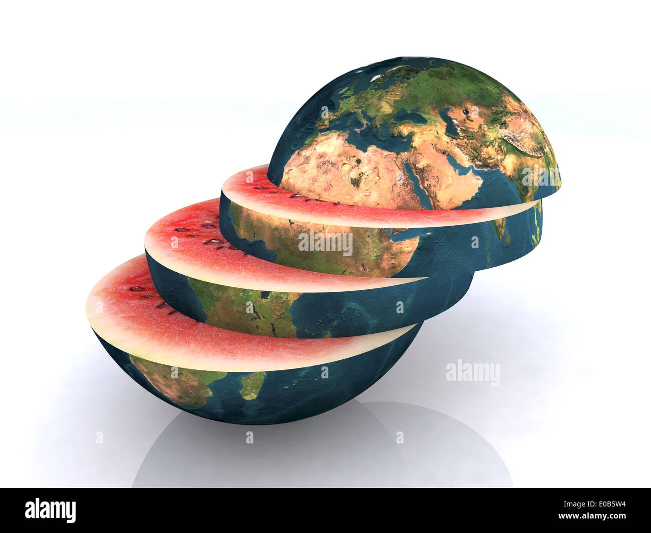 Watermelon world slice 3d illustration hi-res stock photography and ...