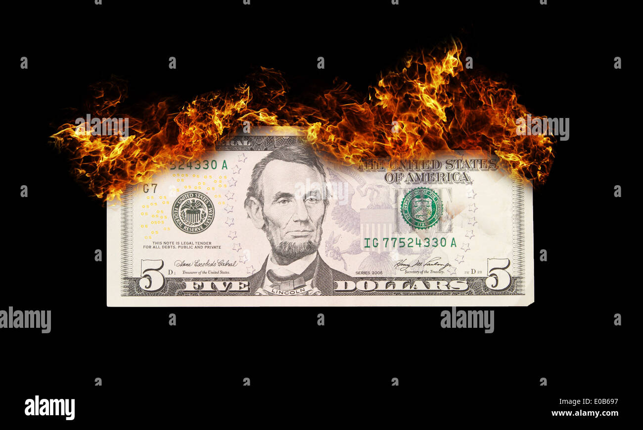 American dollar bill burning hi-res stock photography and images - Alamy