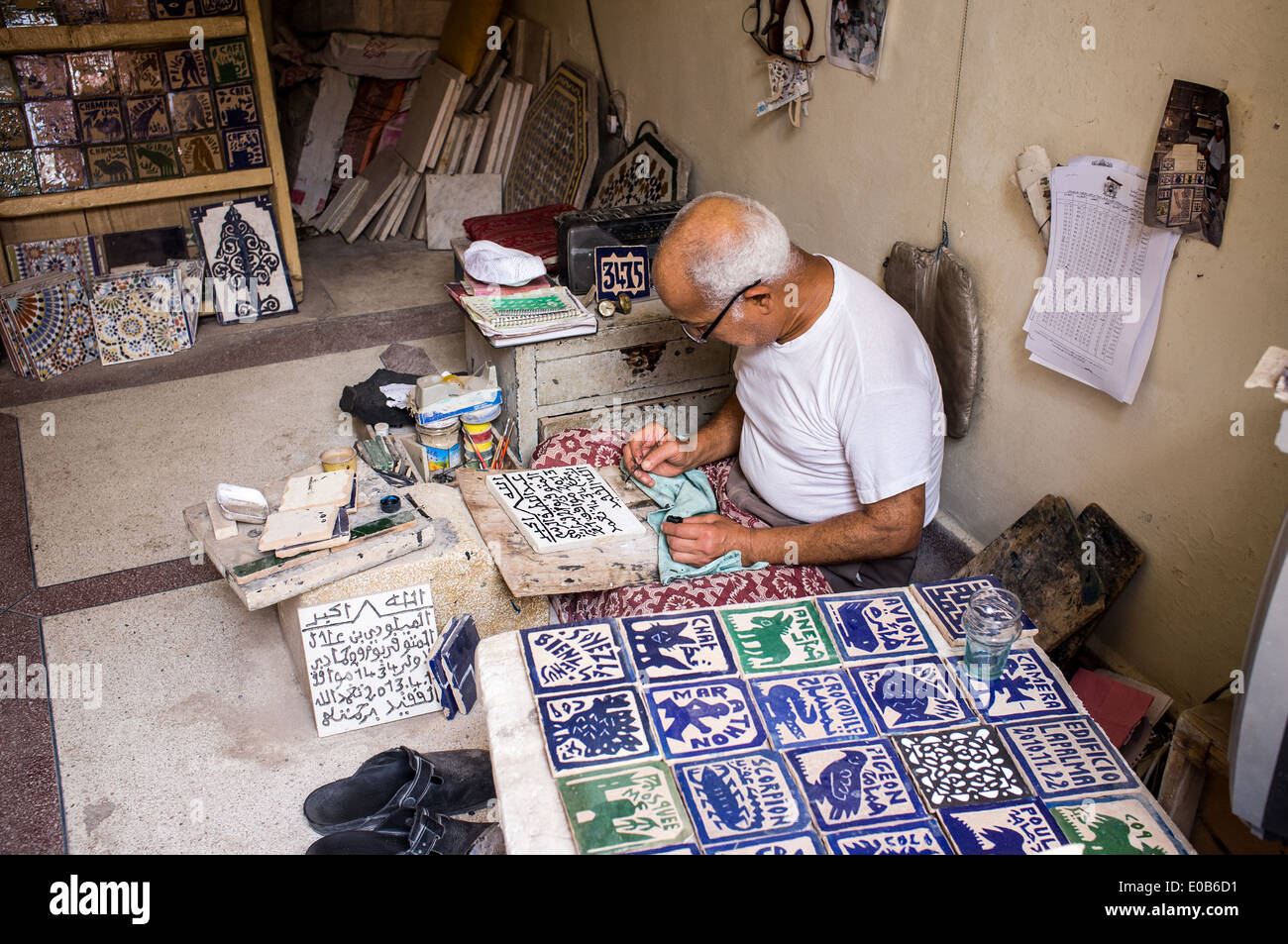 craftsman's design shop souk Marrakech Medina Morocco Stock Photo - Alamy
