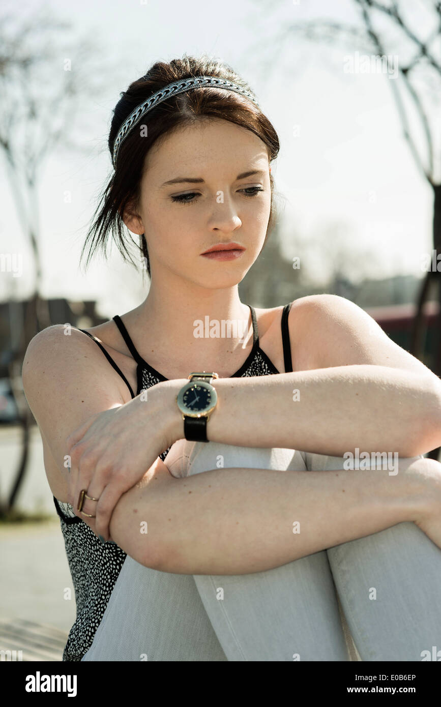 Portrait of unlucky young woman Stock Photo - Alamy
