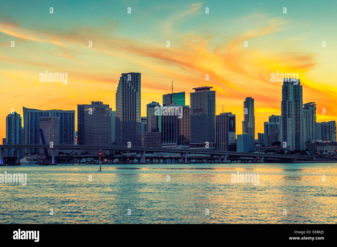 Miami skyline sunset hi-res stock photography and images - Alamy