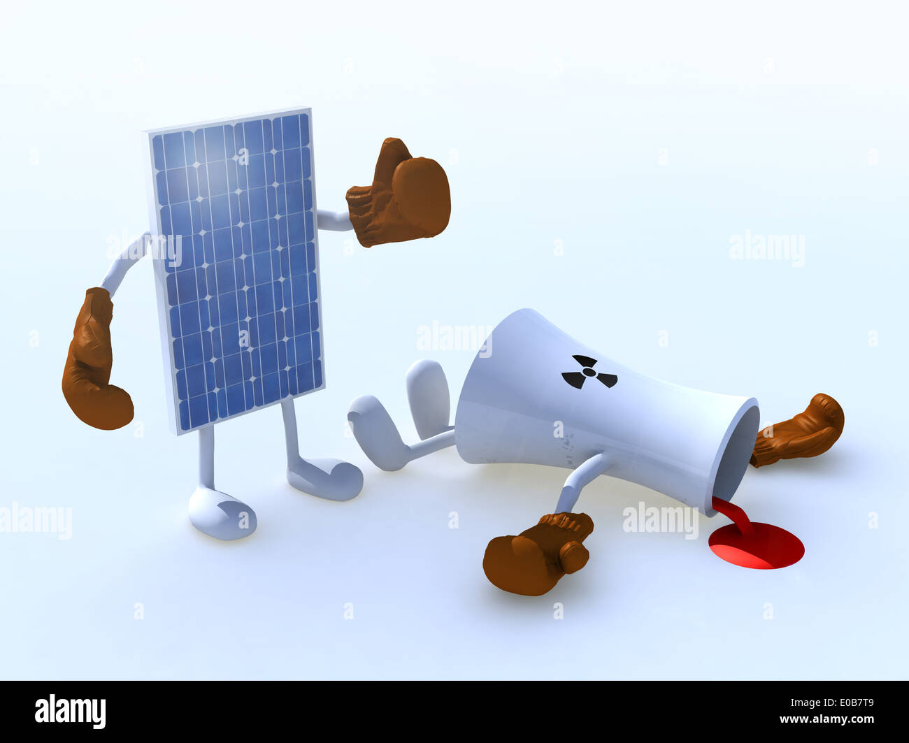 solar panel and chemical chimney make boxing, 3d illustration Stock ...